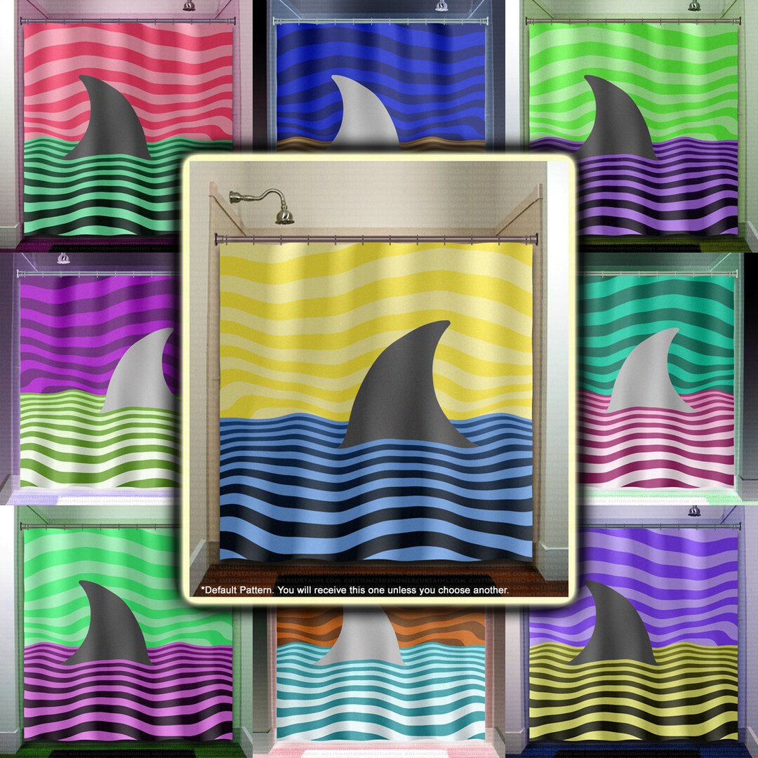 Ocean Shark Fin Shower Curtain Extra Long, Fabric Shower Curtains Stall ...