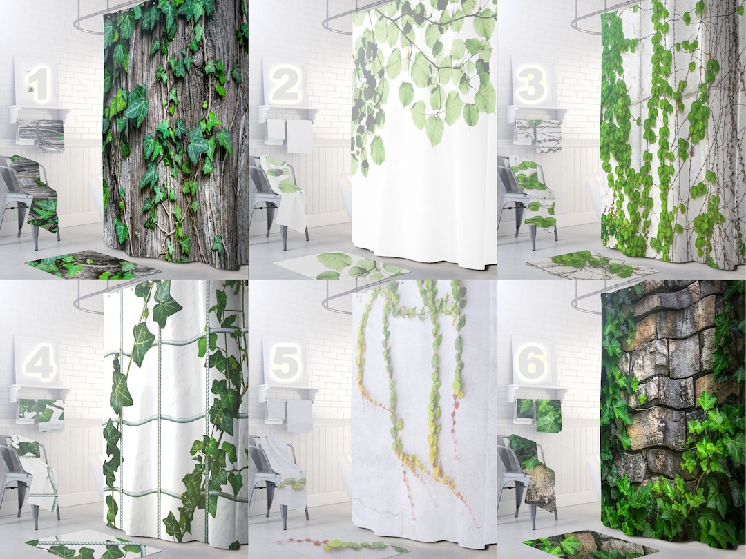 Eucalyptus Hanging Vine Shower Curtain, Green Climbing Ivy Shower ...