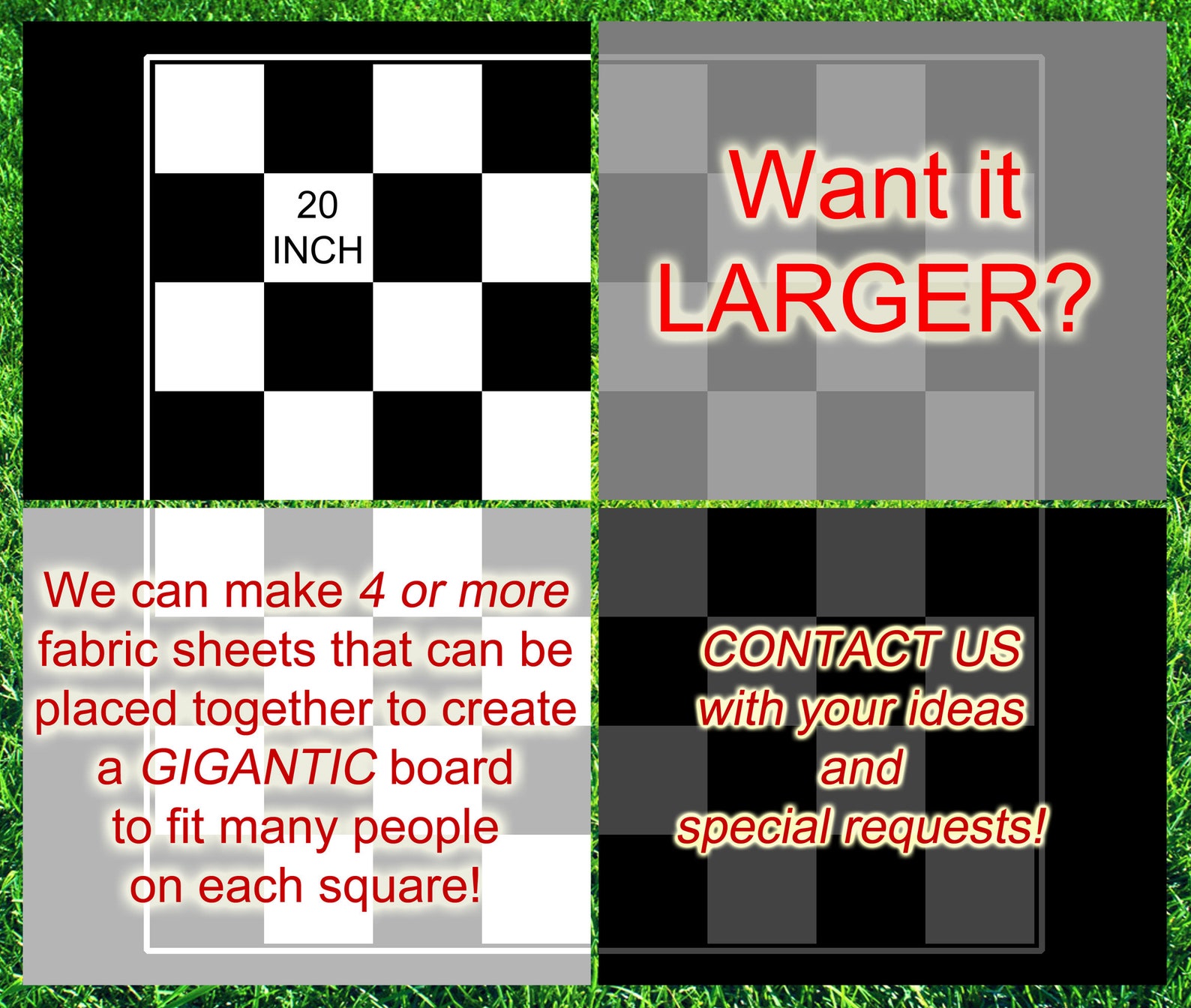 Giant Chess Board | Large Chess Fabric | Big Checkerboard Fabric | Huge ...