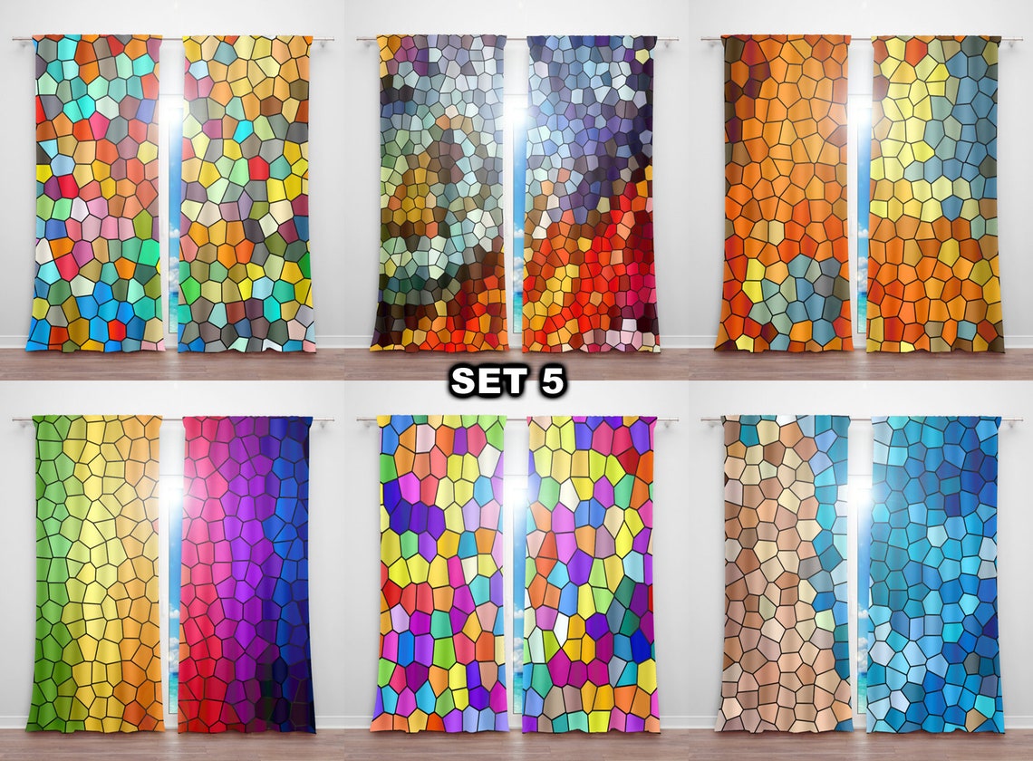 Stained Glass Window Curtains, Soft Woven Polyester Fabric, Floral ...