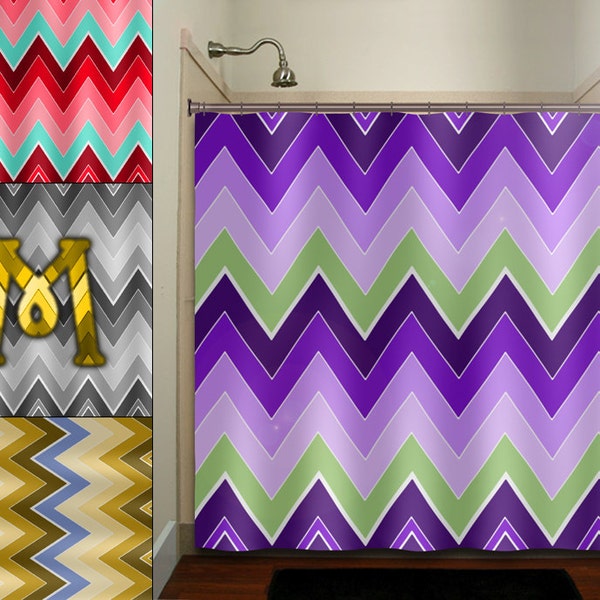 Chevron Fabric Shower Curtain Etsy