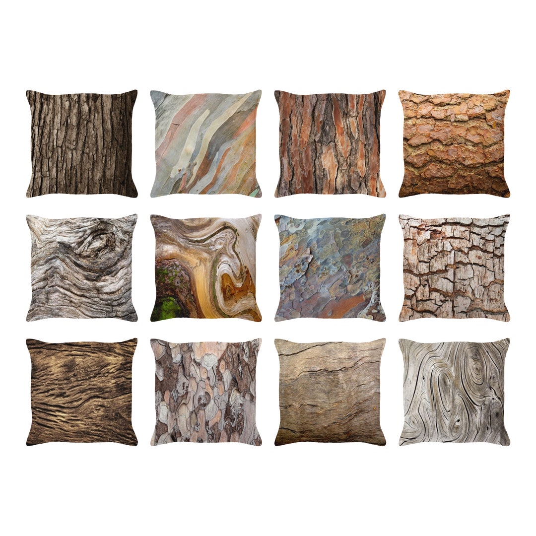 Tree Bark Throw Pillow | Birch Tree Cushion Cover | Gnarled Tree Stump ...