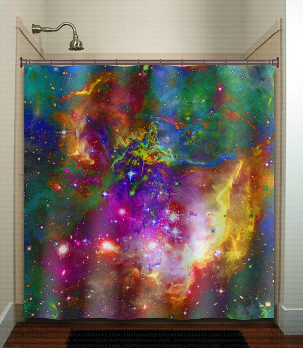 Nebula Planets Outer Space Galaxy Shower Curtain Extra Long | Etsy