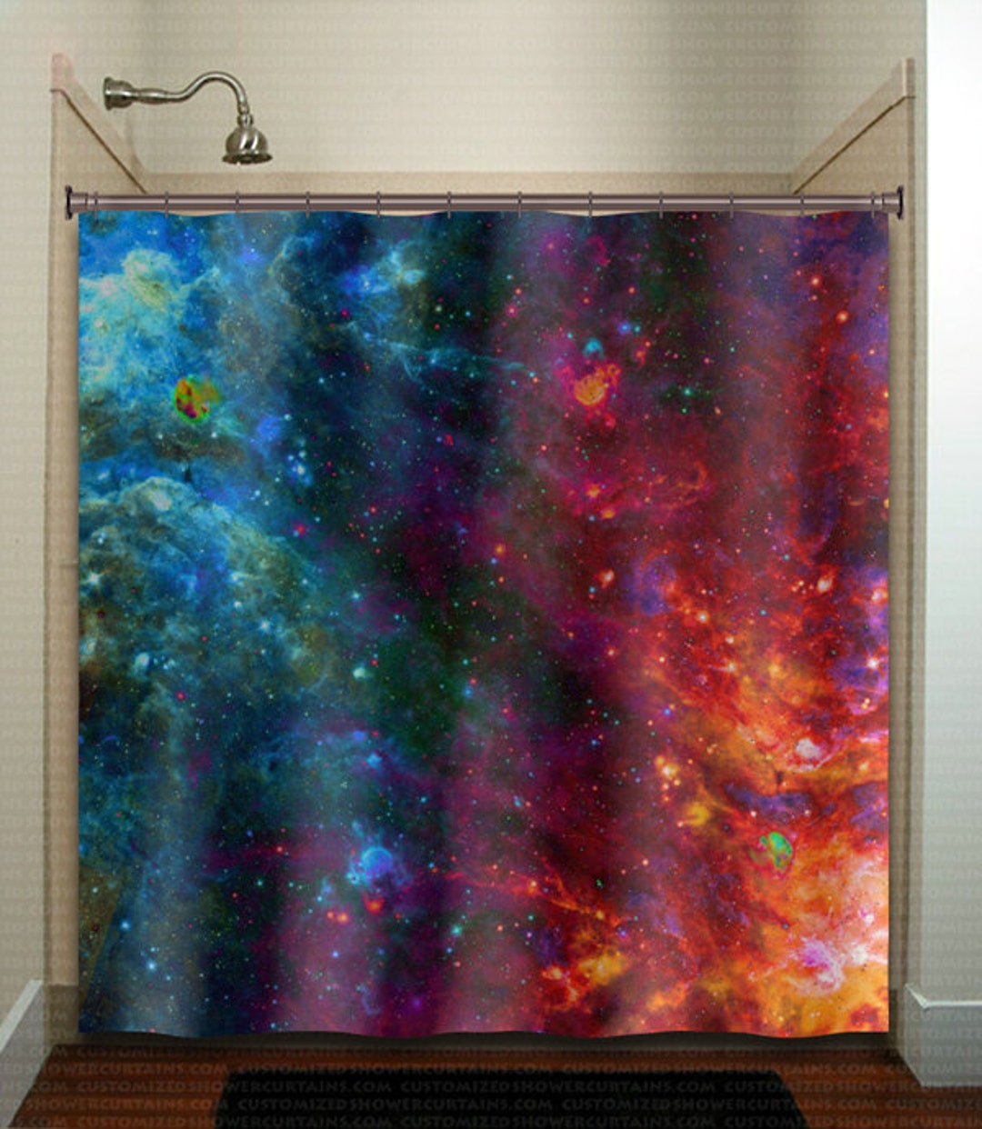Fire Ice Nebula Planet Outer Space Galaxy Shower Curtain Extra Long ...