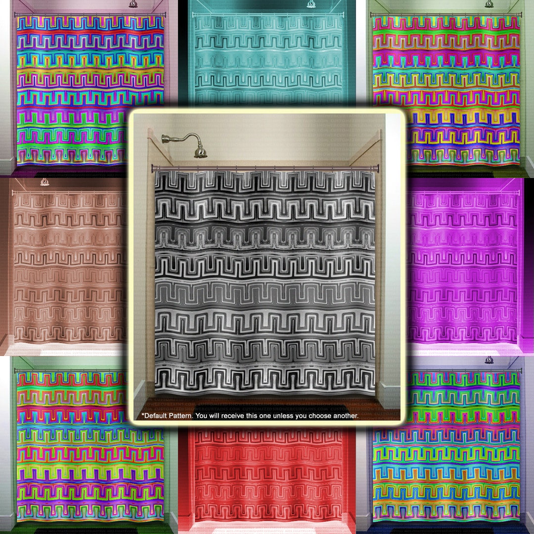 Greek Key Shower Curtain, Roman Meander Pattern, Custom Fabric Curtain ...