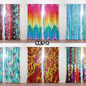 Stained Glass Window Curtains, Soft Woven Polyester Fabric, Floral ...