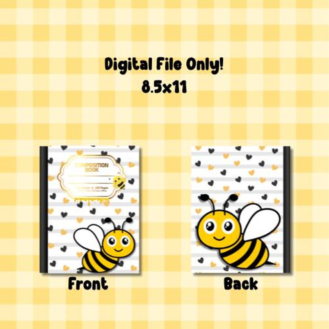 Bumble Bee Composition Notebook Cover Bundle: Back to School PNG ...
