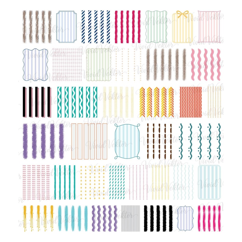 Distressed Striped Bundle: 110+ Retro Grunge Frames, Patterns (digital ...