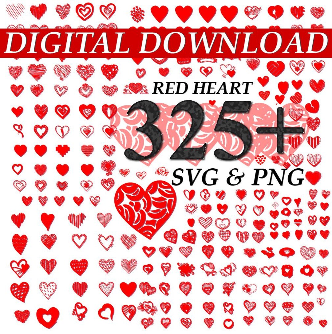 325+ Red Heart SVG | PNG Bundle, HEART Doodle Svg,heart Cut Files ...