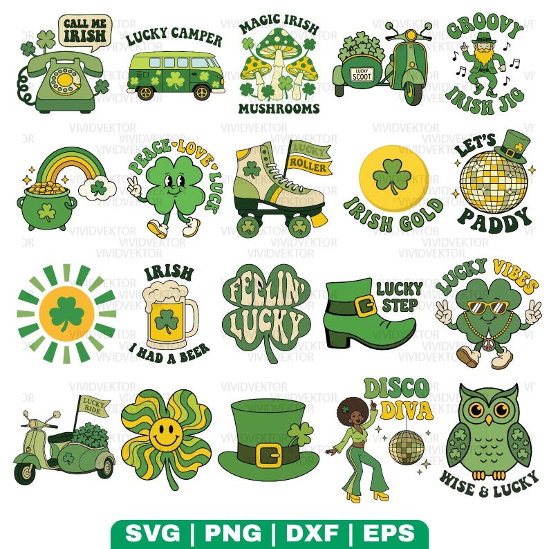 250+ St. Patrick's Day SVG Bundle, Shamrock, Gnome, Nurse, Clover ...