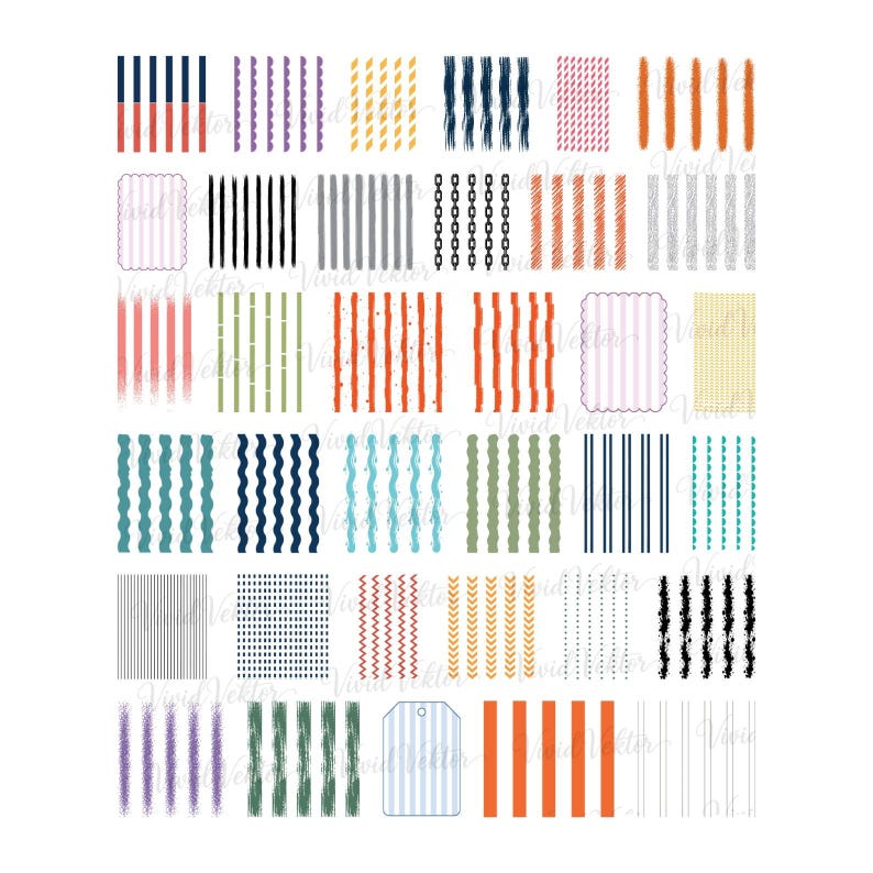 Distressed Striped Bundle: 110+ Retro Grunge Frames, Patterns (digital ...