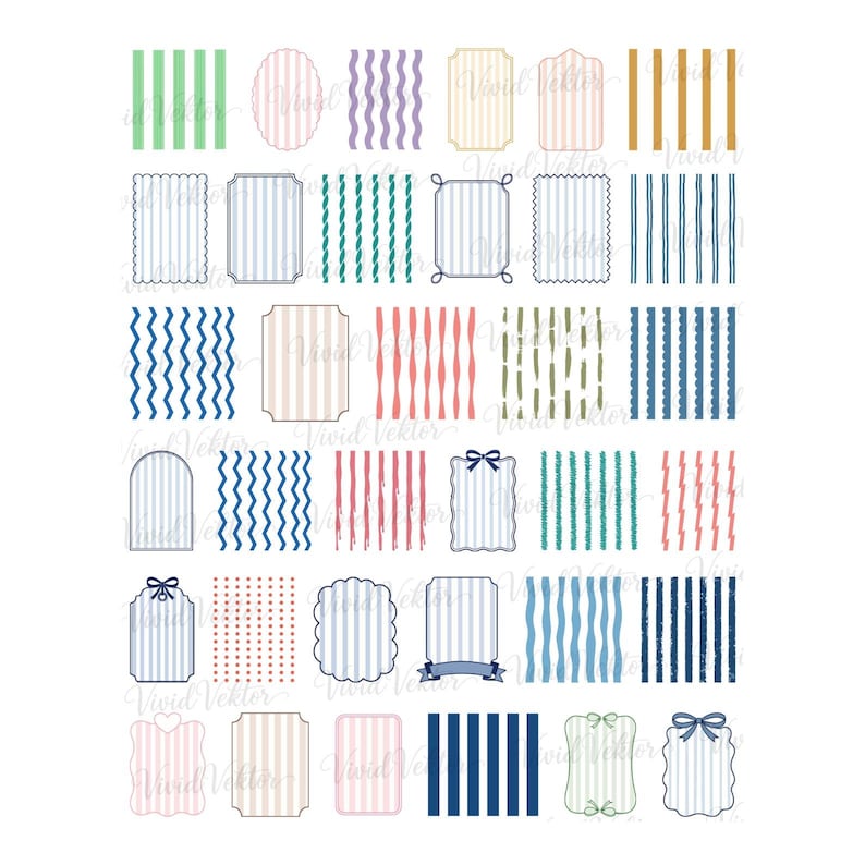 Distressed Striped Bundle: 110+ Retro Grunge Frames, Patterns (digital ...