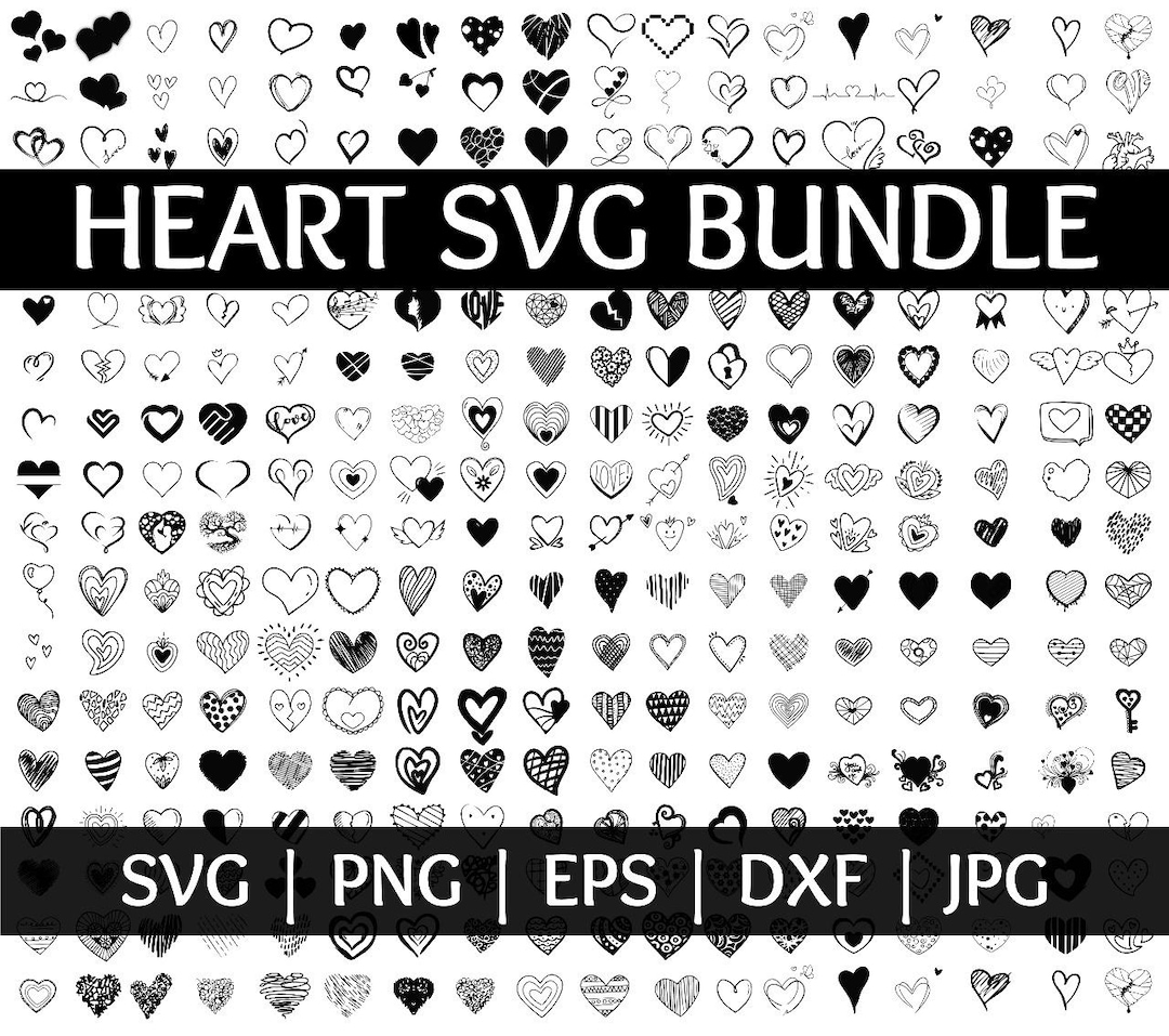 Heart SVG Bundle: Doodle & Hand-drawn Clipart (digital Download) - Etsy