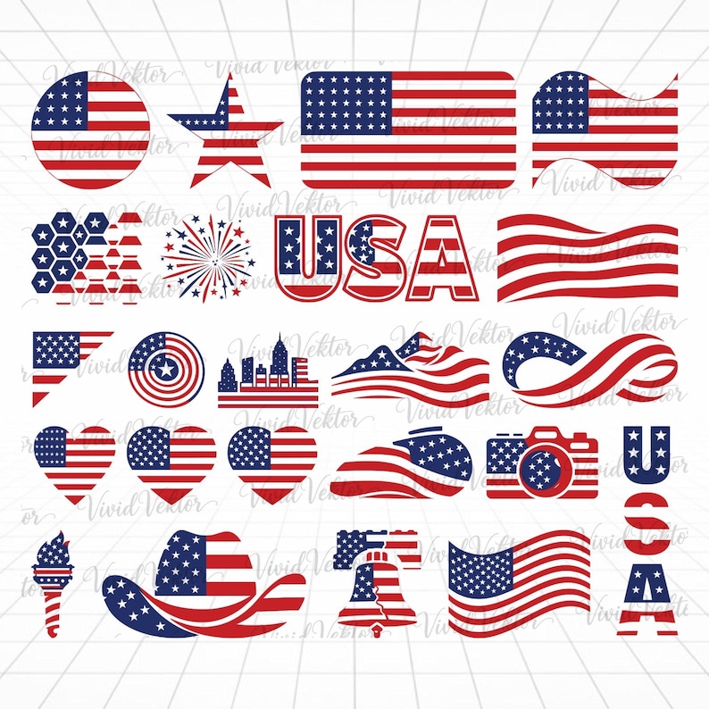 American Flag SVG Bundle: 61 Files for 250th Anniversary (digital ...