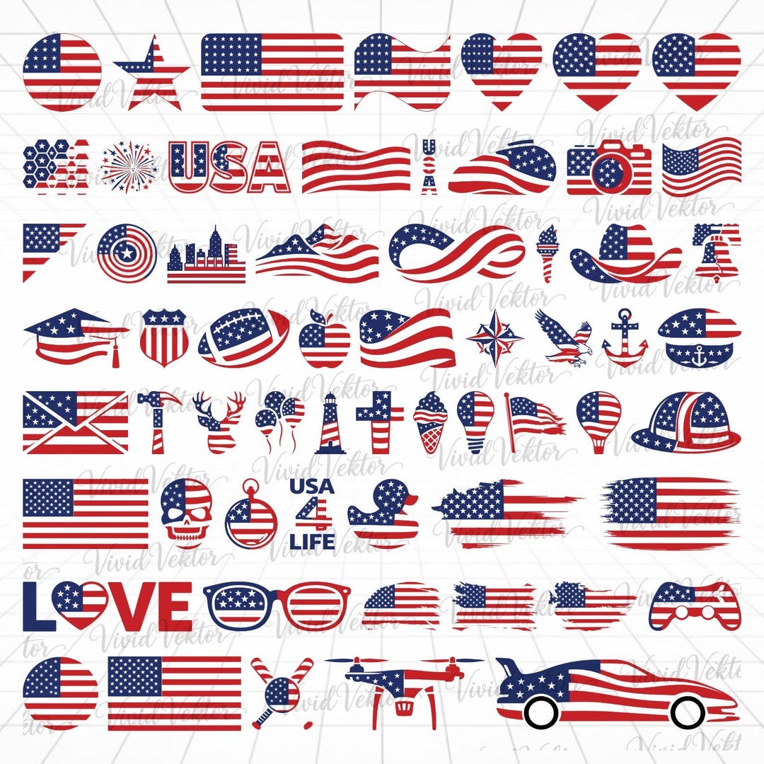 American Flag SVG Bundle: 61 Files for 250th Anniversary (digital ...