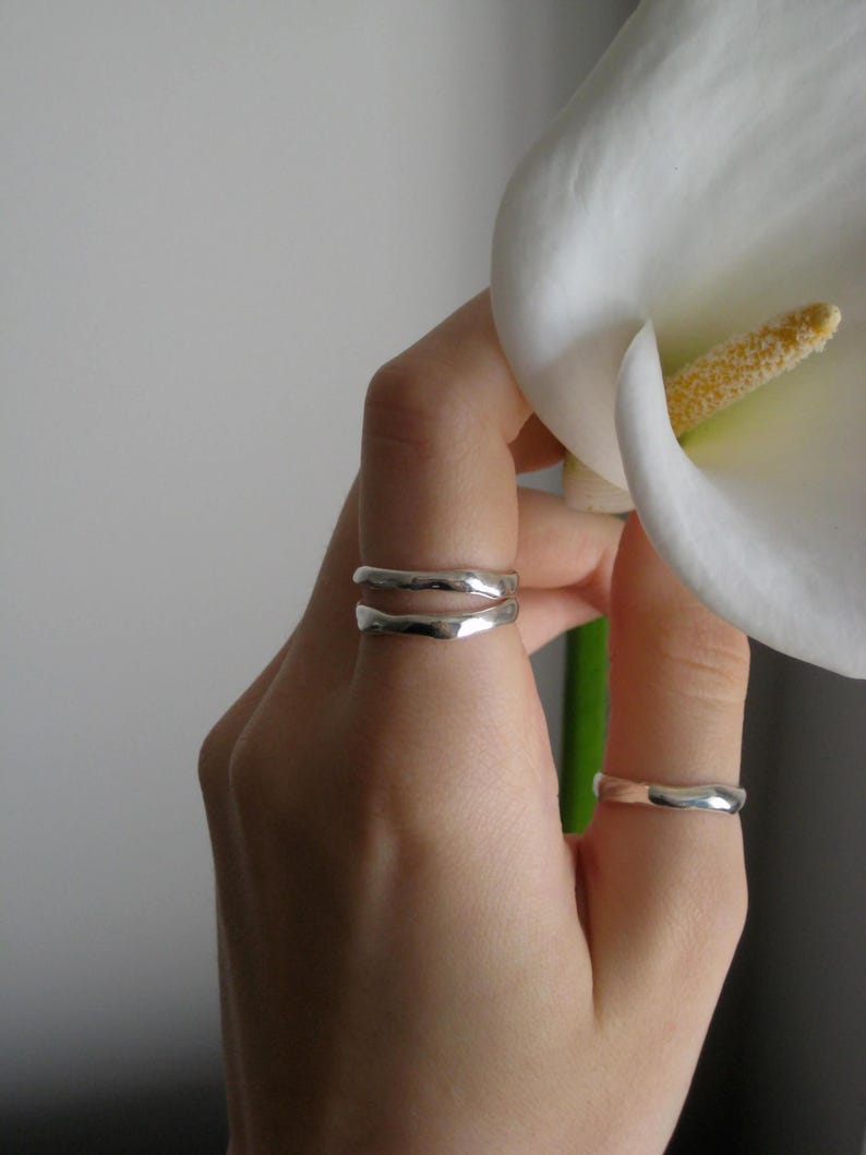 Handmade Silver Ring – Irregular Minimal Band, Organic Melted Sculptural Style, Everyday Modern ...