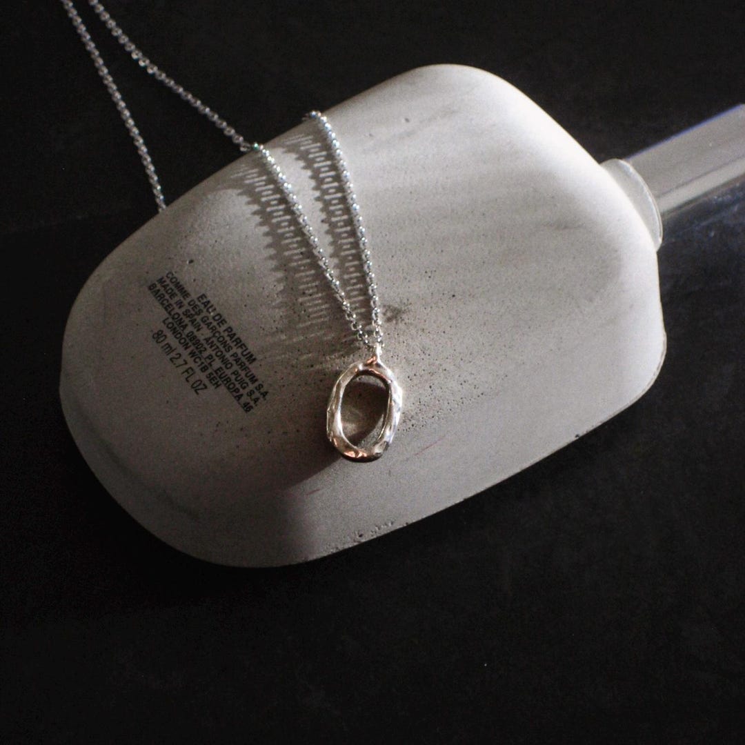 Handmade Sterling Silver Oval Pendant Necklace – Minimalist Organic ...