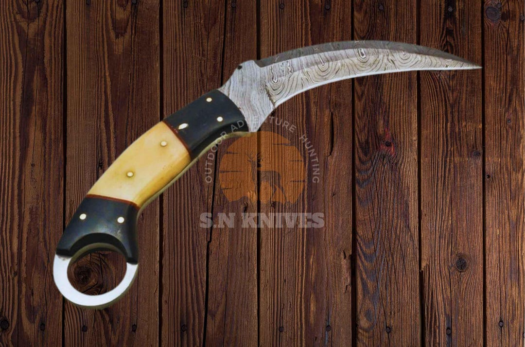Custom Handmade 10" Steel Karambit Bowie Knife With Bone & Buffalo Horn ...