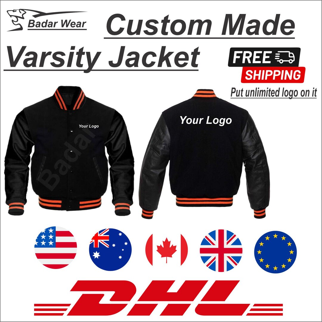 Custom Made Varsity Jacket for Men, Men's Black Varsity Jacket, Custom ...
