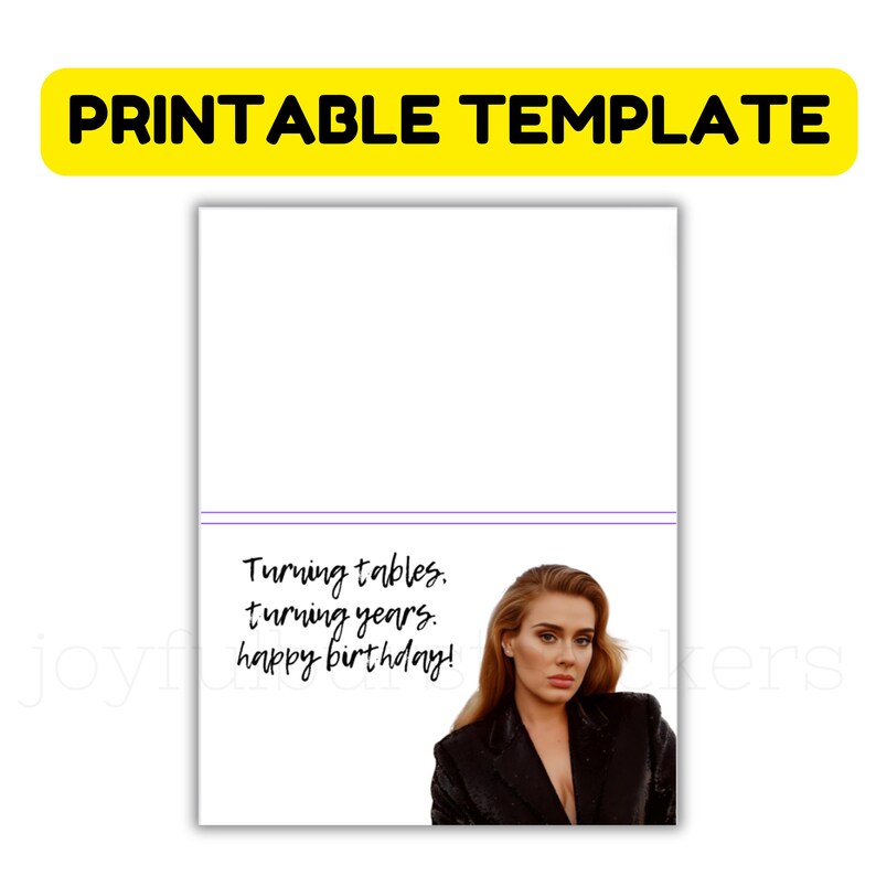 Adele Printable Birthday Card. Daydreamers Birthday Card. DOWNLOAD AND ...