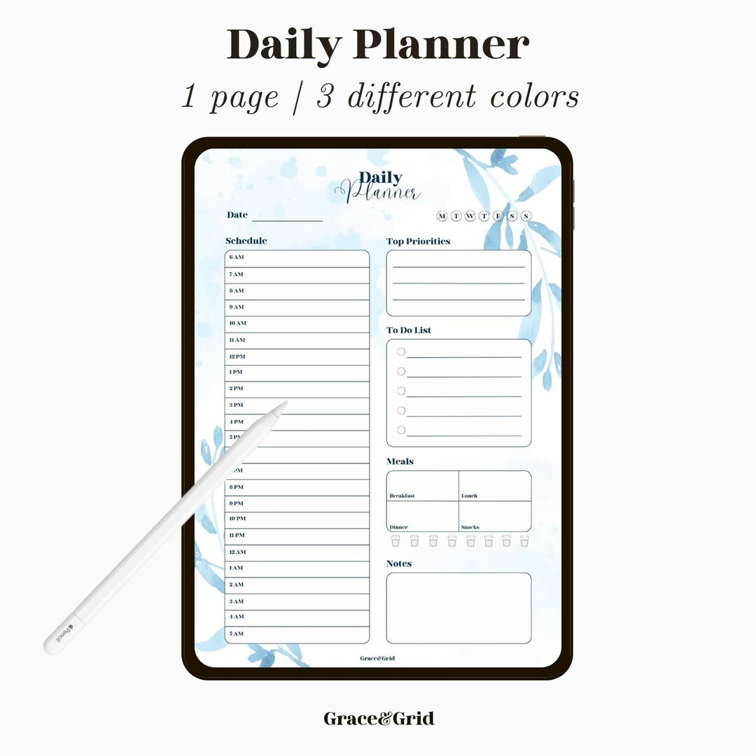 Daily Planner, Minimalist Aesthetic, Hourly Planner, Digital Planner ...