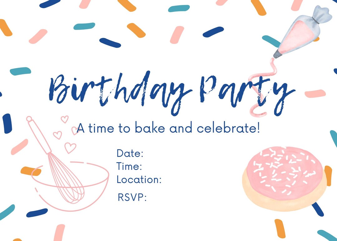 Baking Birthday Party Invitation - Etsy