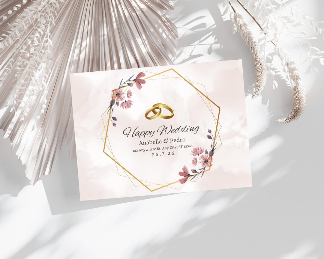 Printable Wedding Card, Instant Download, Digital Wedding Card, Editable Wedding Invite ...