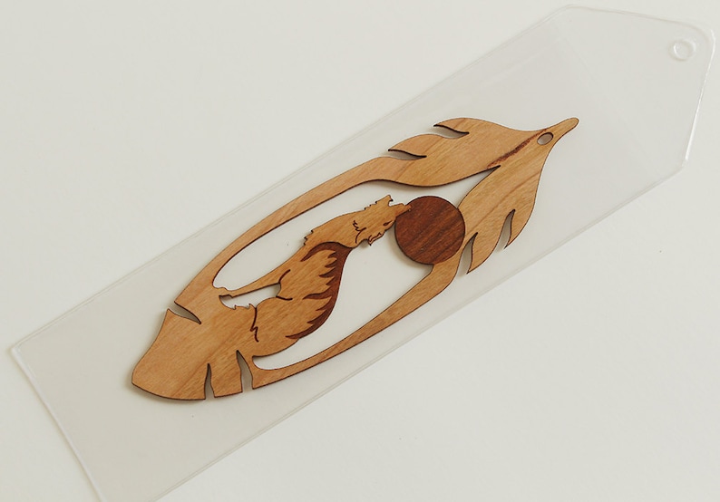 Howling Wolf Feather Bookmark Wood Bookmark Bookmark | Etsy