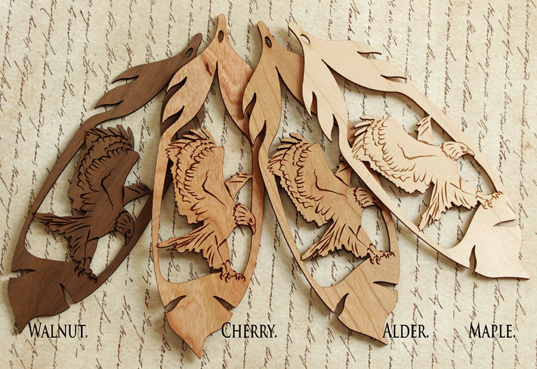Eagle Feather Bookmark, Wood Bookmark, Bookmark Exchange, Laser Cut ...
