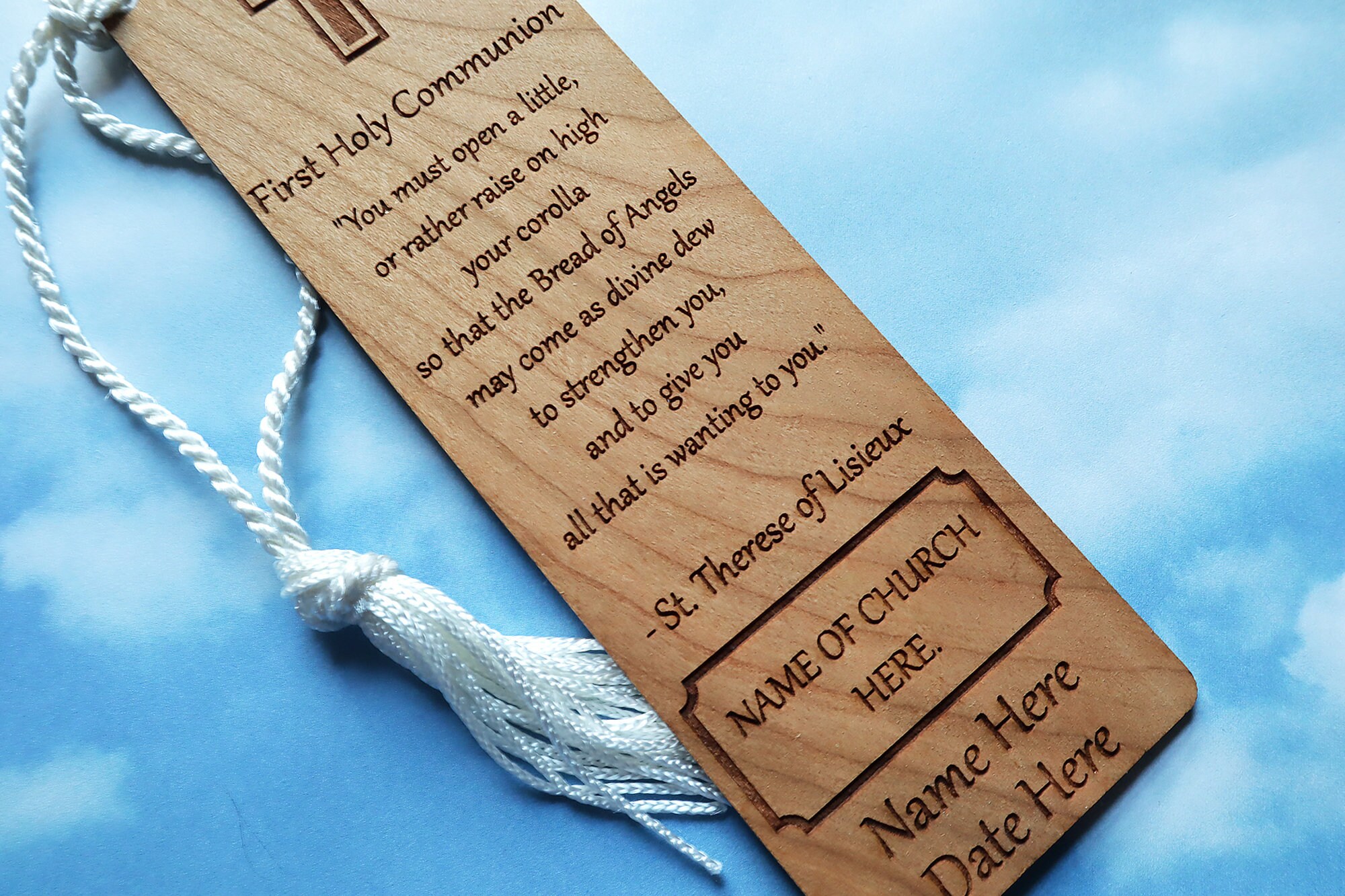 Laser Engraved Cherry Wood First Holy Communion Bookmark - Etsy