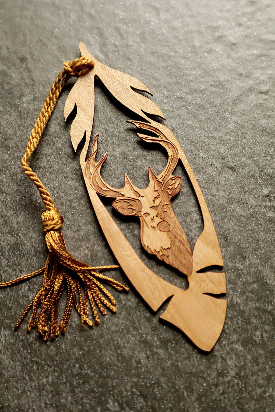 Deer Feather Bookmark, Wood Bookmark, Bookmark Exchange, Laser Cut ...