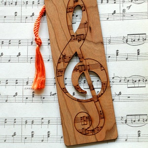 Music Bookmark, Treble Clef Bookmark, Music Style Bookmark, Wood ...