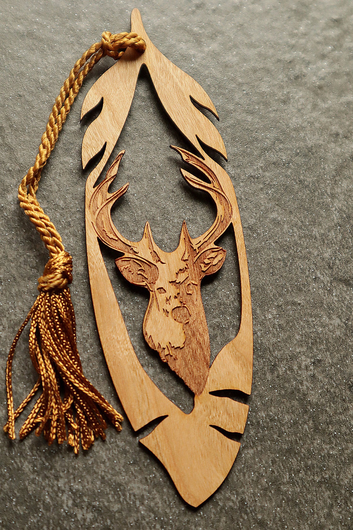 Deer Feather Bookmark Wood Bookmark Bookmark Exchange Laser | Etsy