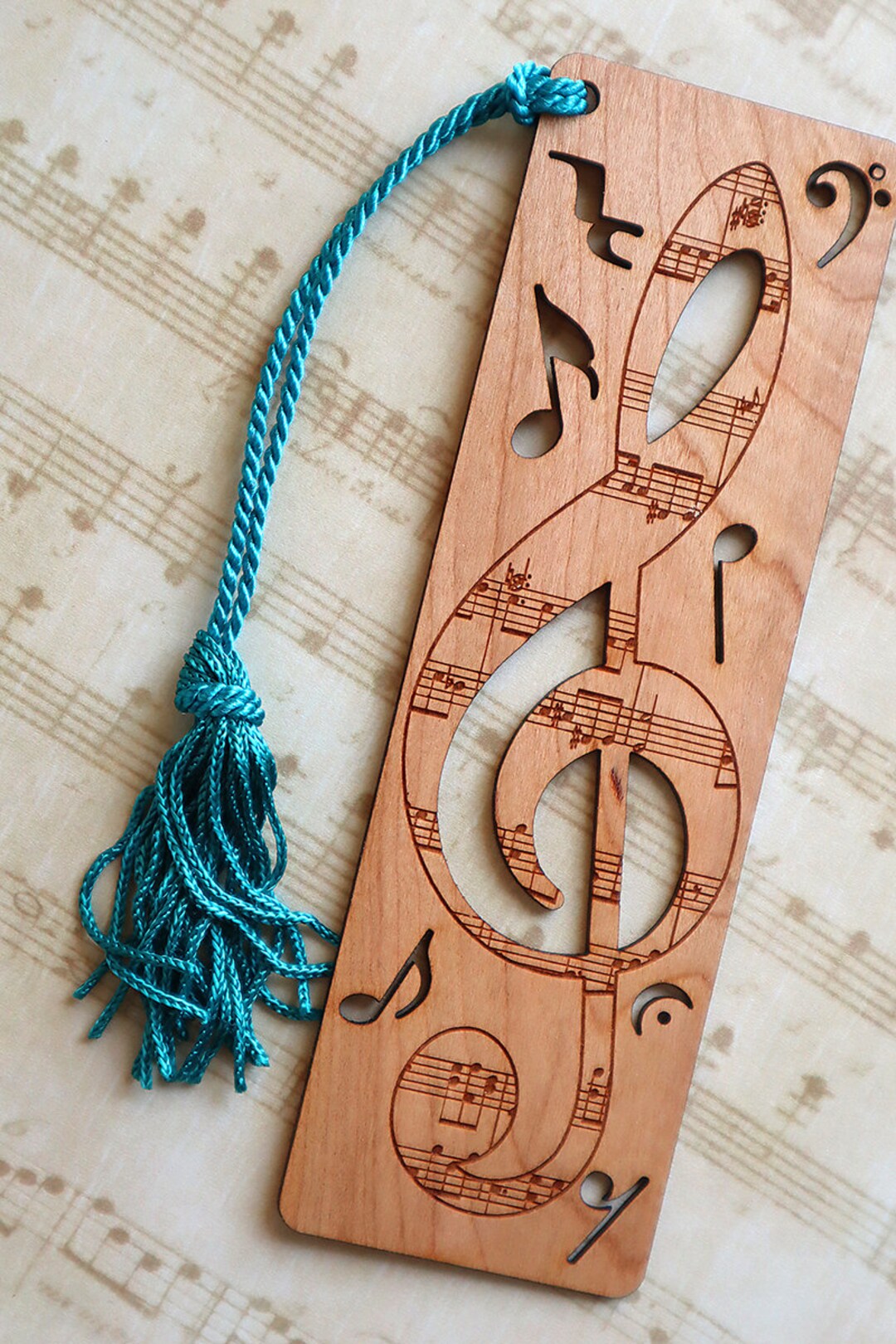 Cherry Wood Treble Clef Bookmark: Music Lover Gift - Etsy