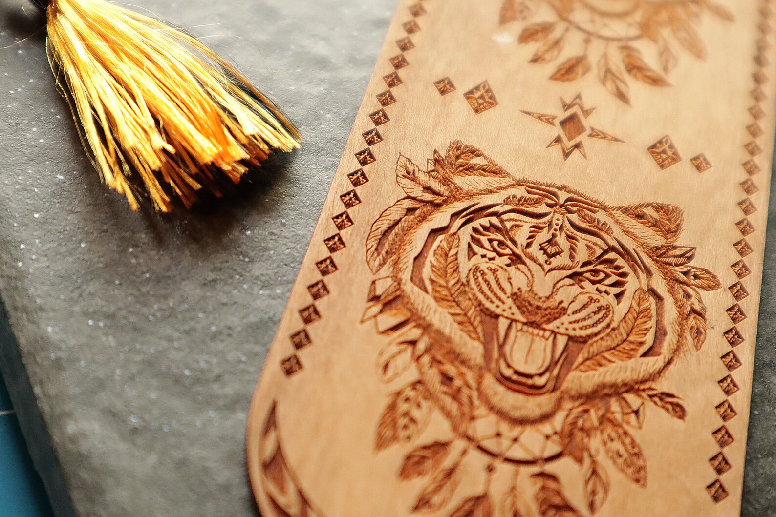 Aztec Tiger Syle Bookmark Tiger Bookmark Animal Bookmark | Etsy