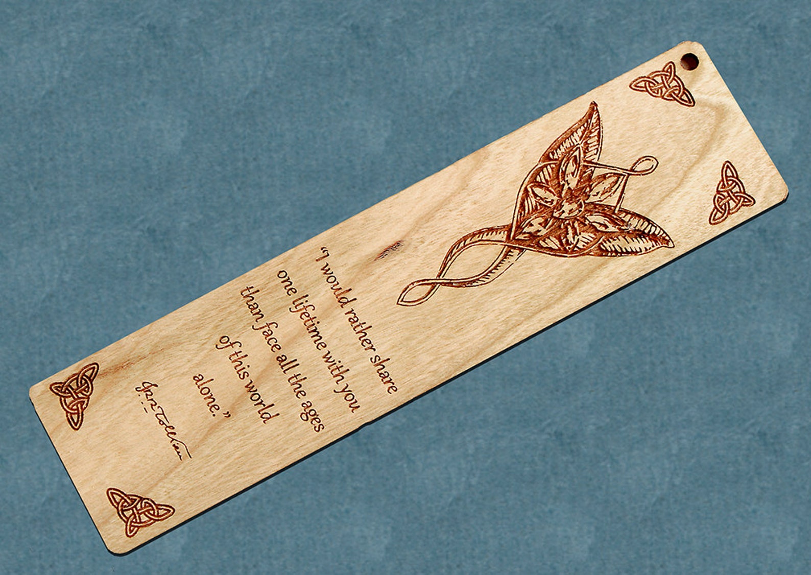LOTR Laser Engraved Wood Bookmark, Arwen Evenstar Pendant - Etsy