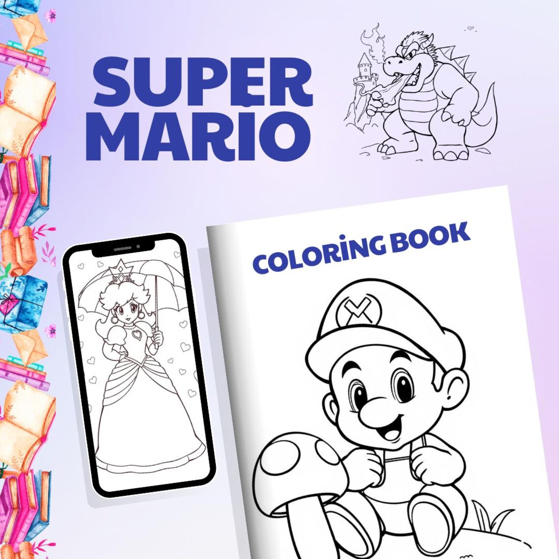 107 Super Mario Coloring Pages Supermario Birthday Gift Cartoon ...