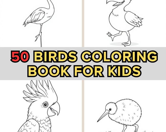 Printable Bird Coloring Pages for Kids and Adults | 70 Pages | Instant ...