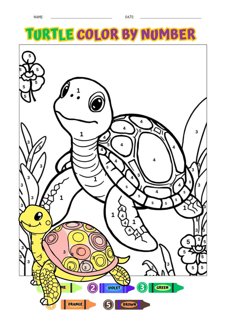 Animal Color by Number Kids Printable Easy Color by Number Code Pattern ...