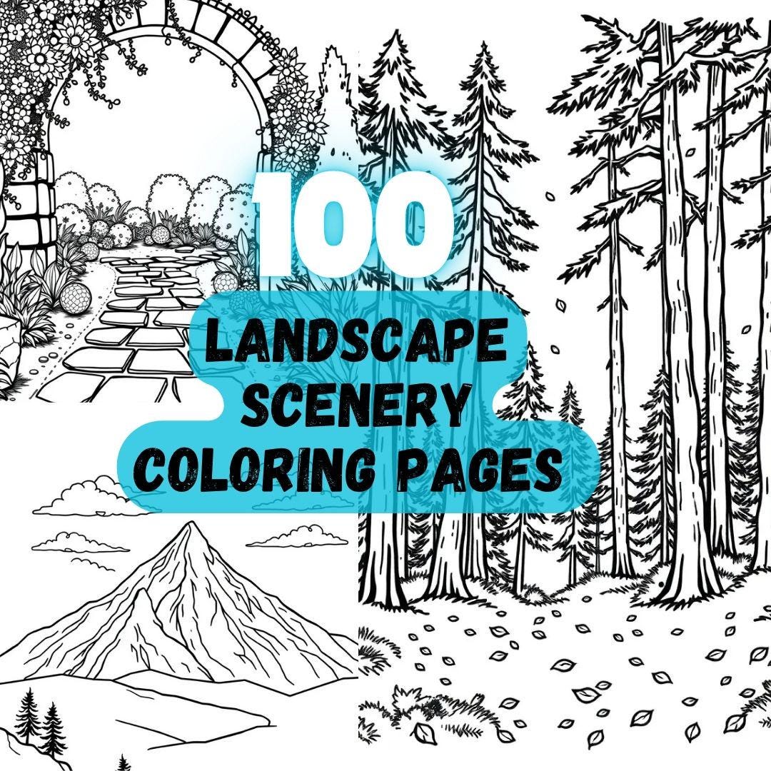 100 Natural Scenes Coloring Pages With Landscape Scenery Coloring Pages ...