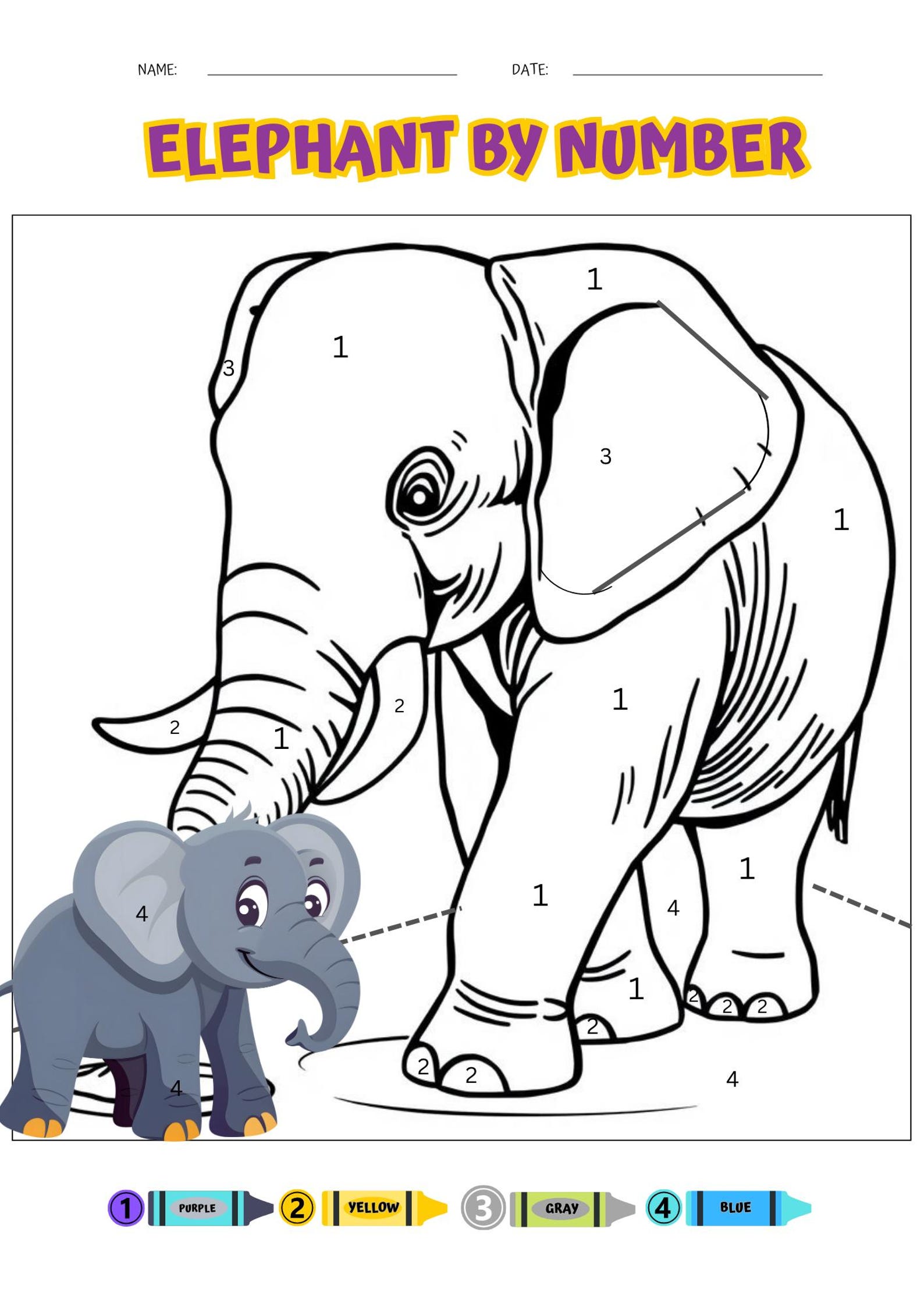 Animal Color by Number Kids Printable Easy Color by Number Code Pattern ...