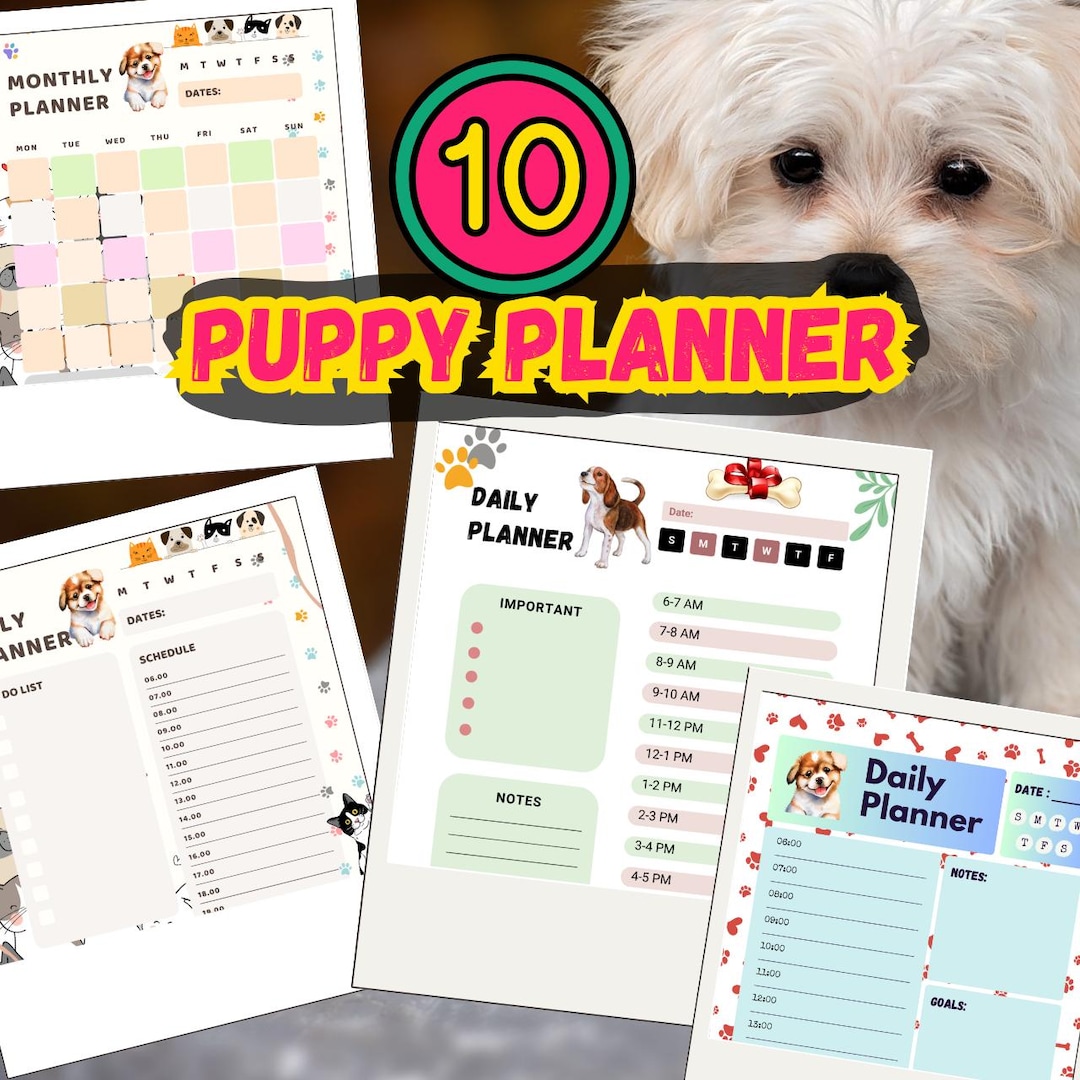 Puppy Daily Schedule Planner for Pets Including Weekly Dog Care Planner ...