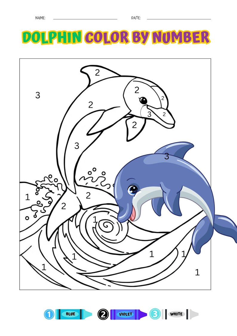 Animal Color by Number Kids Printable Easy Color by Number Code Pattern ...