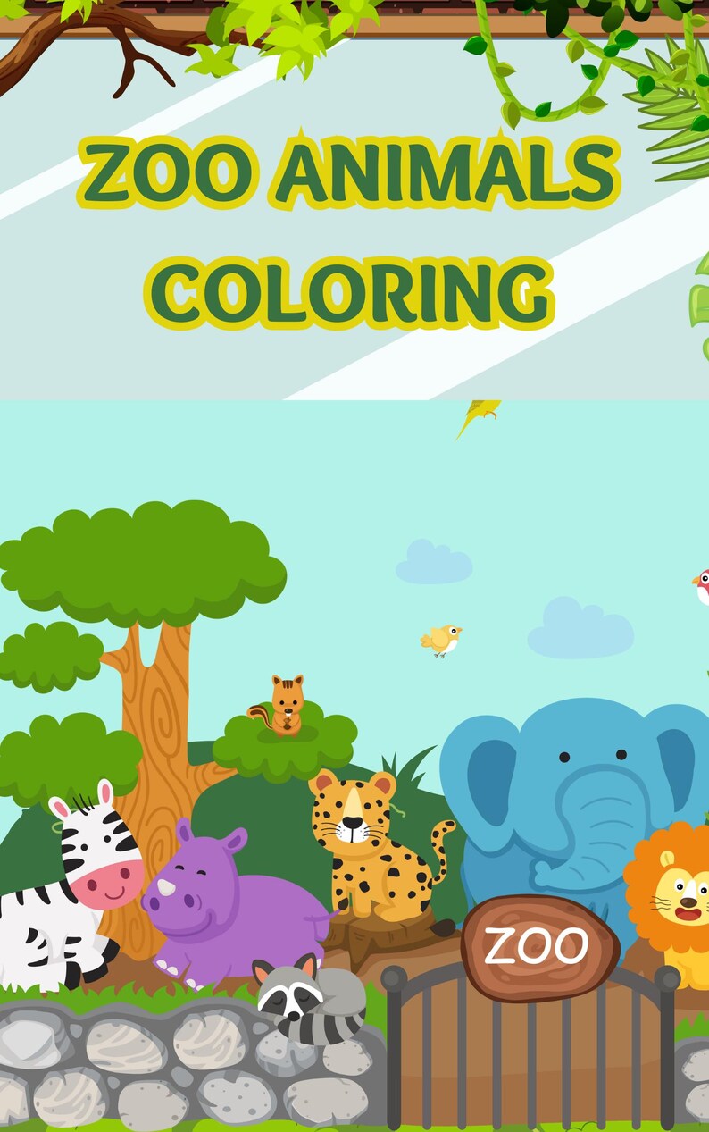 50 Wild Animal Coloring Pages for Kids Farm Animal Art Color Book Zoo ...