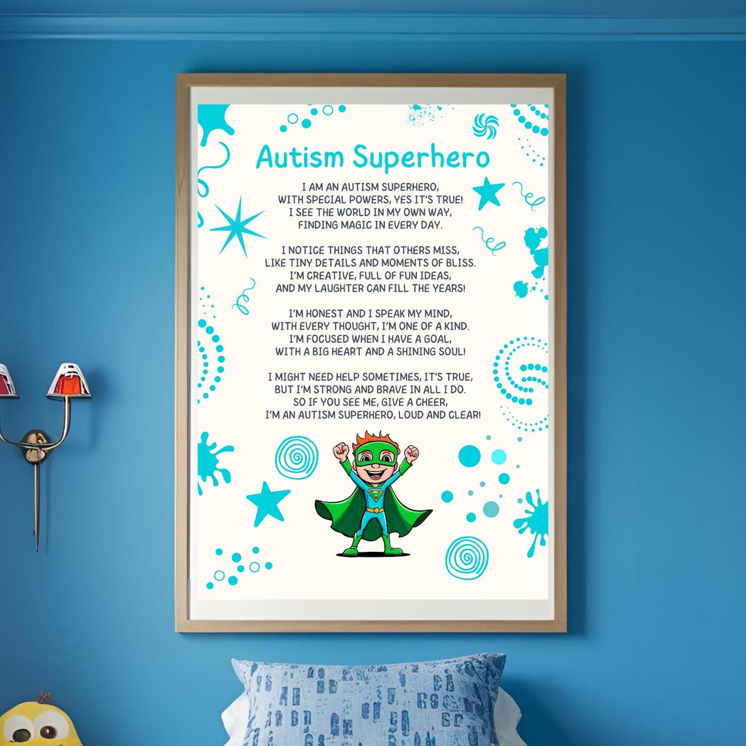 Autism Superhero Poem Poster | Inspiring Home Decor | Digital Download ...
