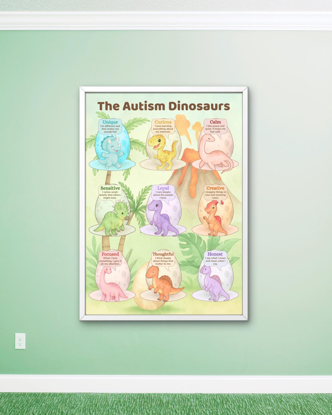 Autism Affirmation Poster for Kids | Dinosaur Feelings Chart ...