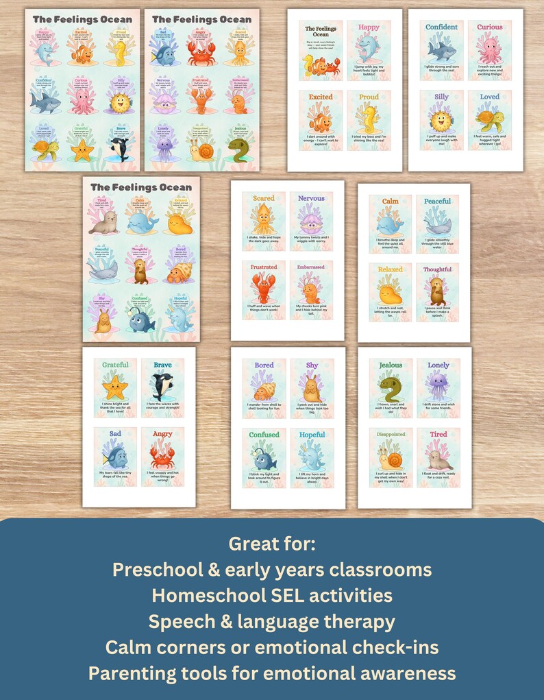 The Feelings Ocean Printable Bundle | Emotion Posters & Flashcards for ...
