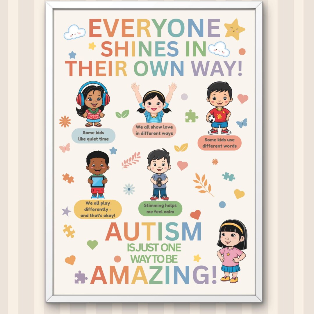 Neurodiversity Poster for Kids | Autism Acceptance Wall Art | Colourful ...