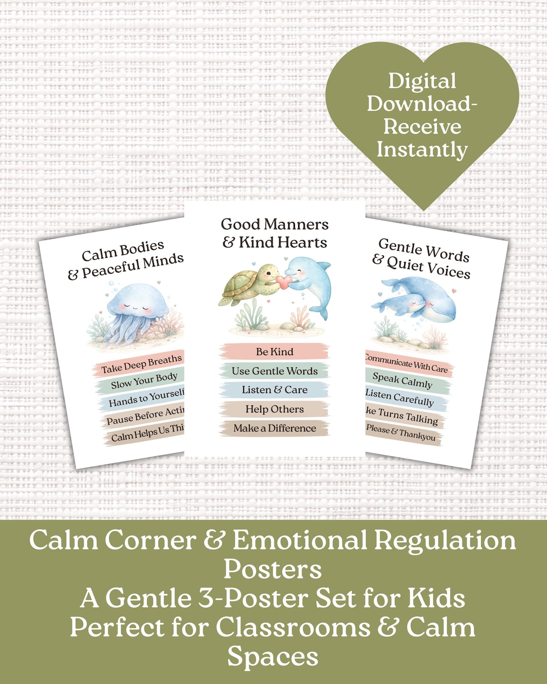 Ocean Calm Corner Posters Bundle | Good Manners & Emotional Regulation ...