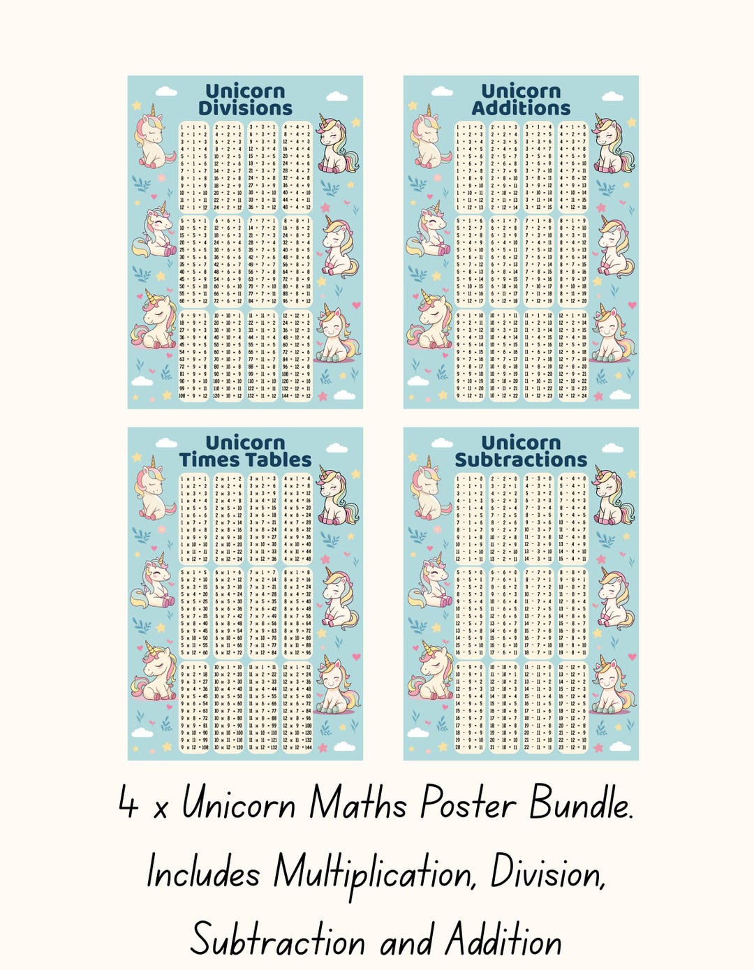 Ultimate Unicorn Maths Bundle - Addition, Subtraction, Multiplication ...